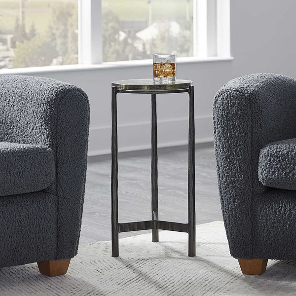 Glass Top Textured Accent Table - DaVallia